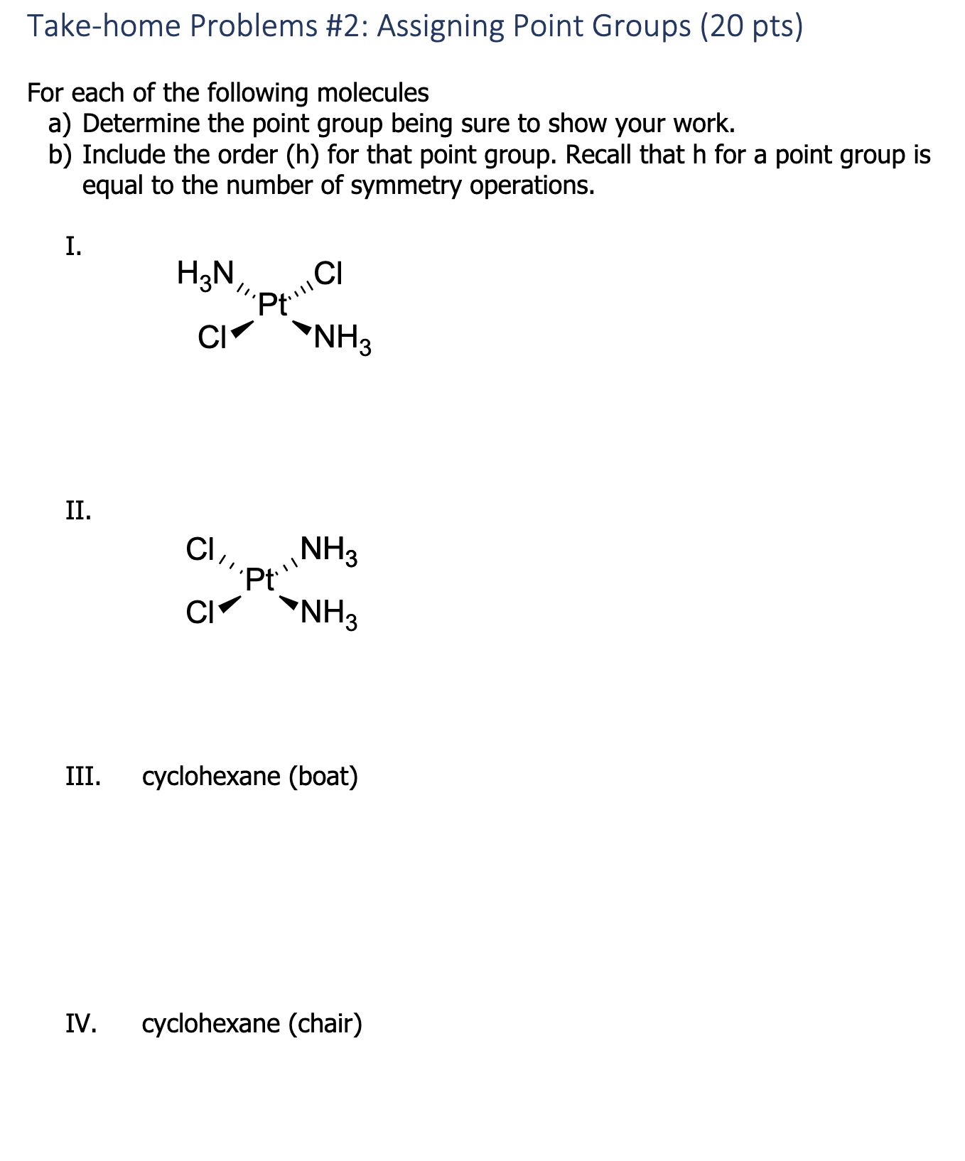 Solved Take-home Problems \#2: Assigning Point Groups (20 | Chegg.com