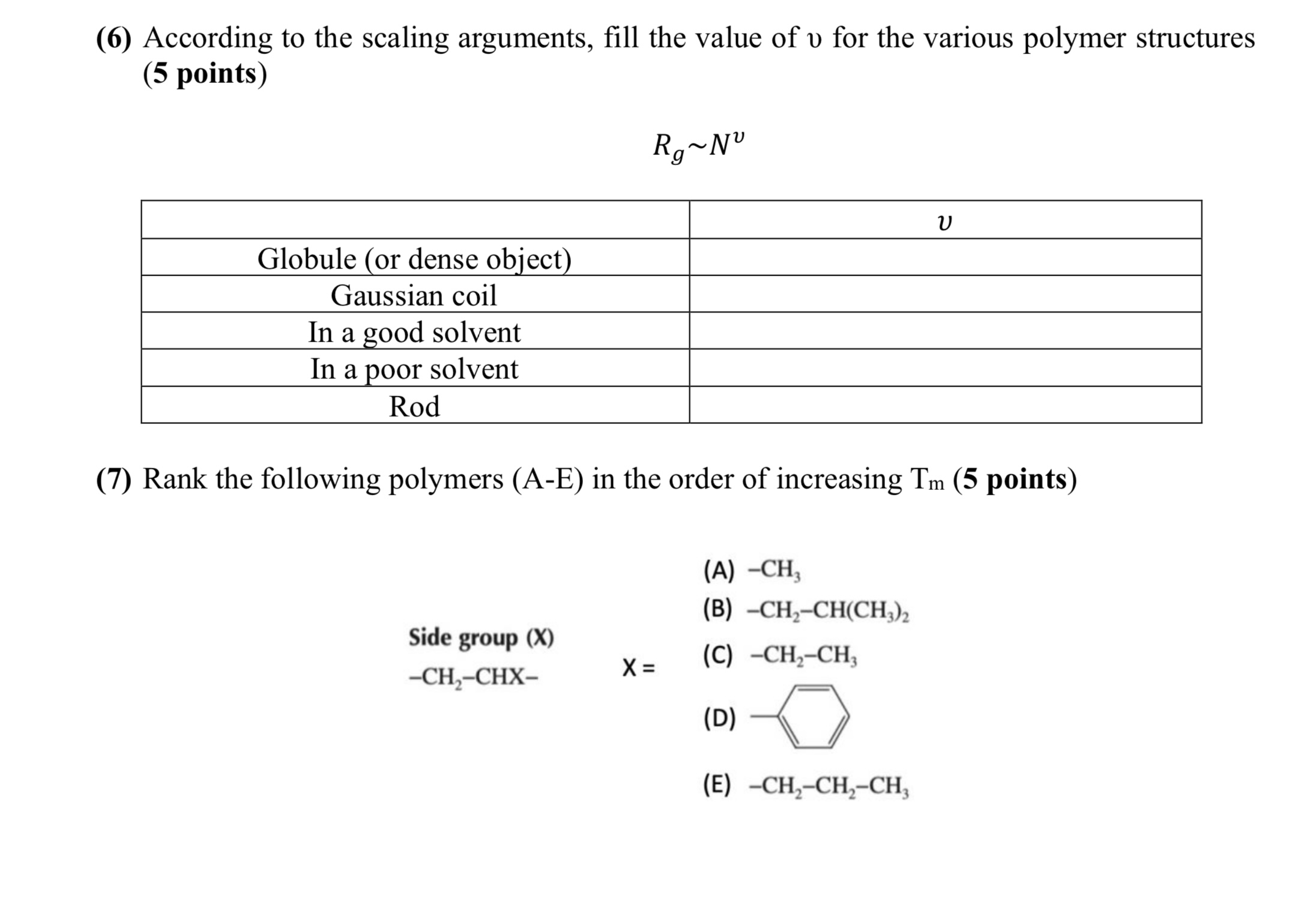 Solved 6) According to the scaling arguments, fill the value | Chegg.com
