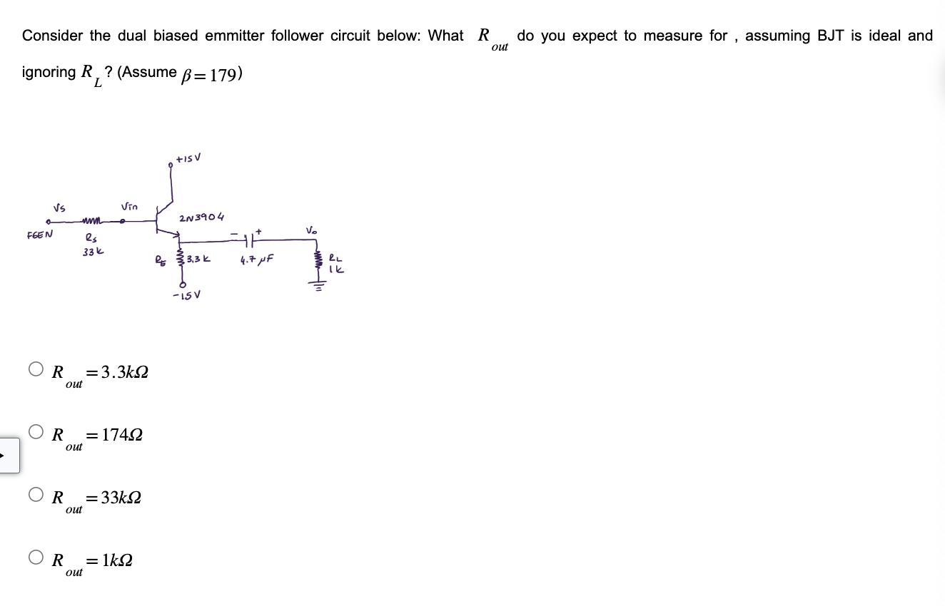 Solved Consider the dual biased emmitter follower circuit | Chegg.com