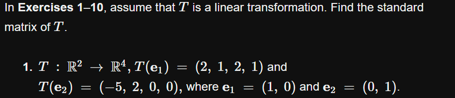 Solved In Exercises 1-10, assume that T is a linear | Chegg.com
