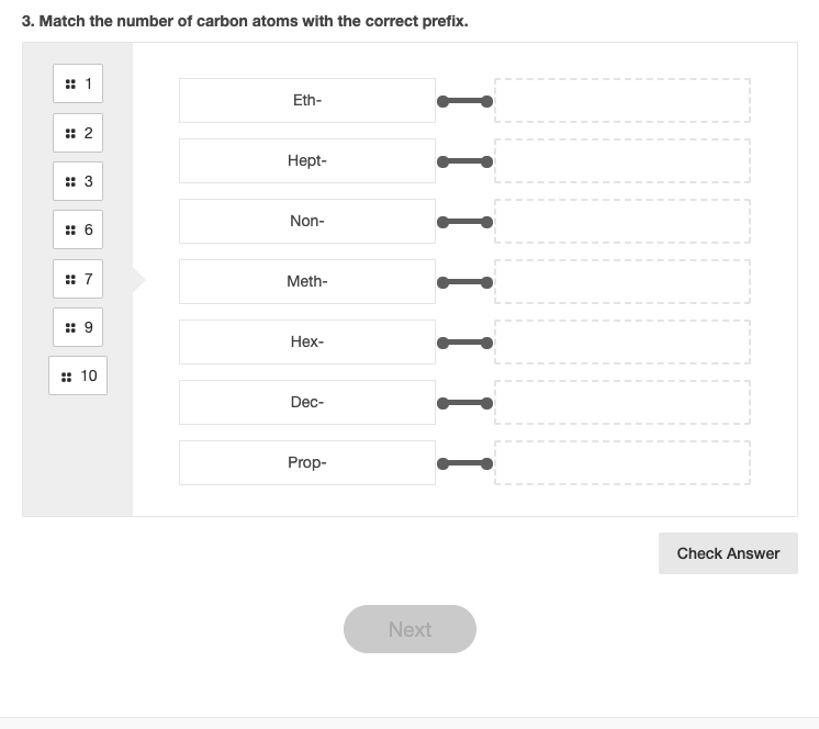 Solved 3. Match the number of carbon atoms with the correct | Chegg.com