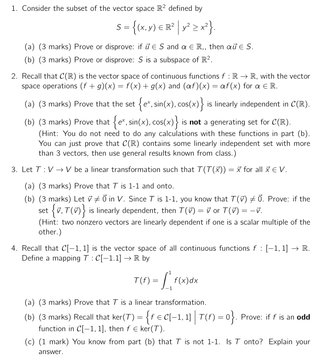 Solved 1. Consider the subset of the vector space R2 defined | Chegg.com