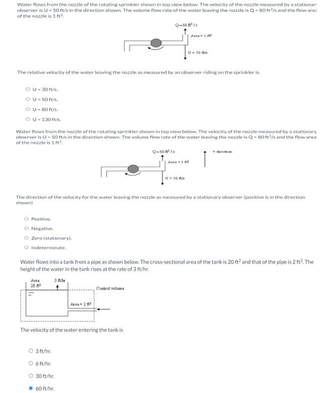 Solved Water flows from the nozzle of the rotating sprinkler | Chegg.com