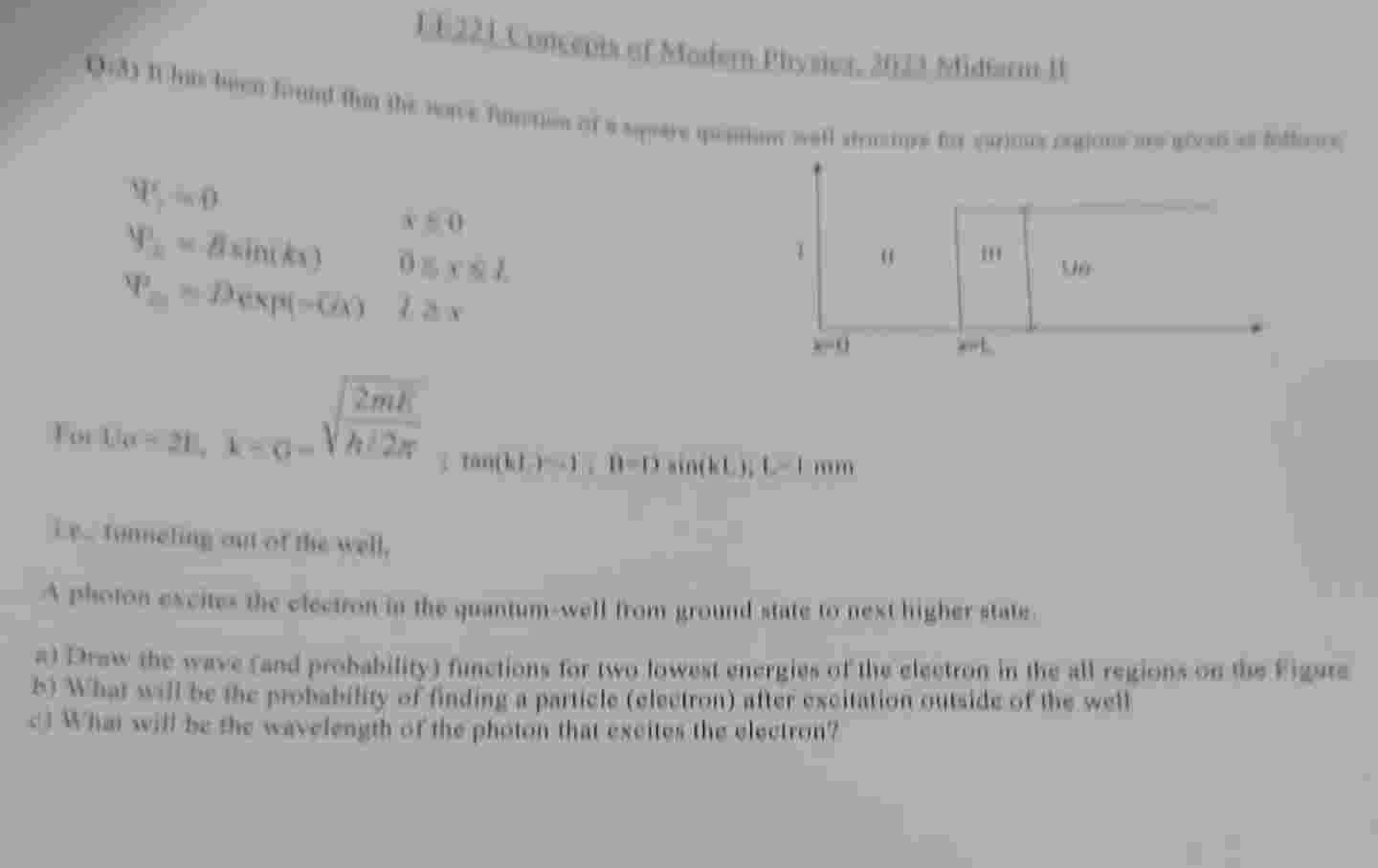 It ﻿has been found that the wave function of ﻿a | Chegg.com