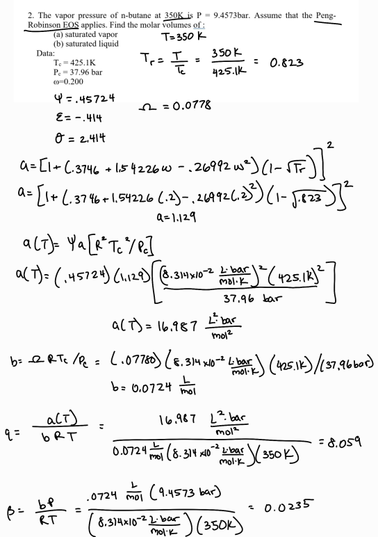 Solved 2. The vapor pressure of n-butane at 350 K is | Chegg.com