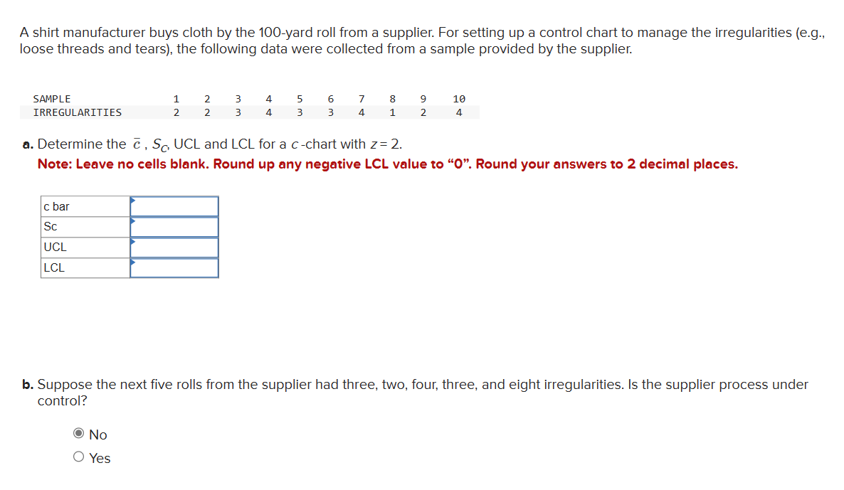 Solved A shirt manufacturer buys cloth by the 100-yard roll | Chegg.com
