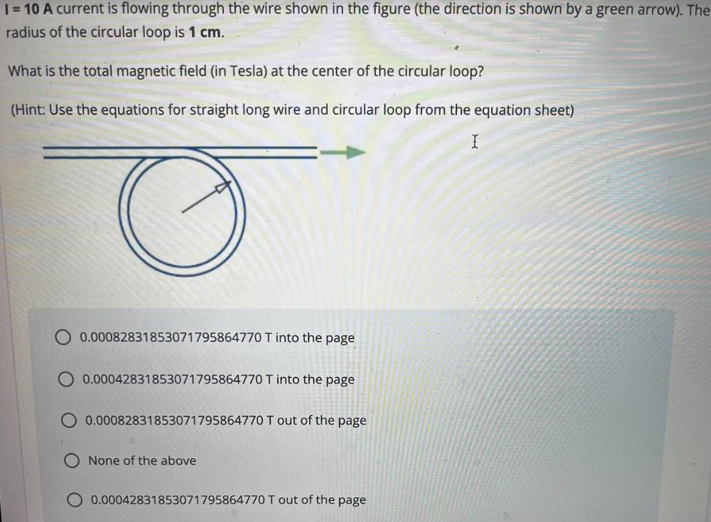 Solved I=10 A current is flowing through the wire shown in | Chegg.com