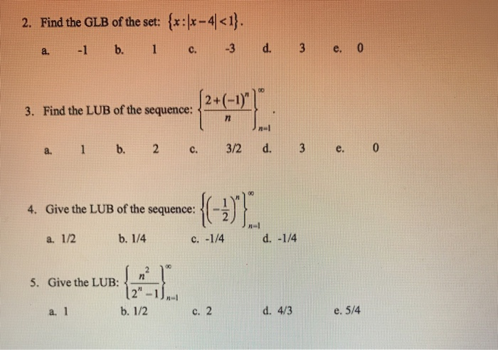 Solved 2. Find the GLB of the set: (x: r-4). PI 3. Find the | Chegg.com