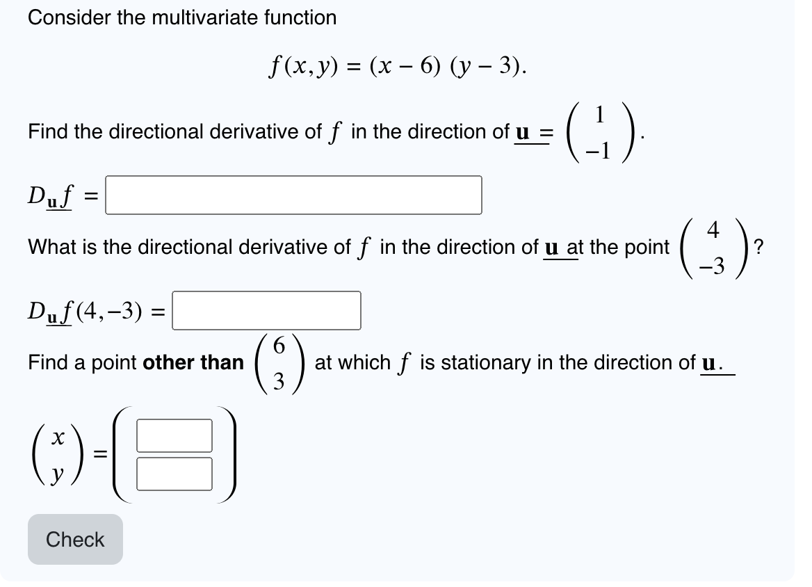 Solved Consider the multivariate function f(x,y)=(x−6)(y−3) | Chegg.com