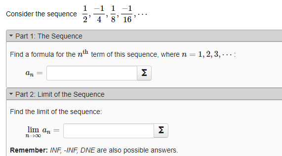 Solved Consider the sequence 1 -1 1 -1 2' 48' 16 Part 1: The | Chegg.com