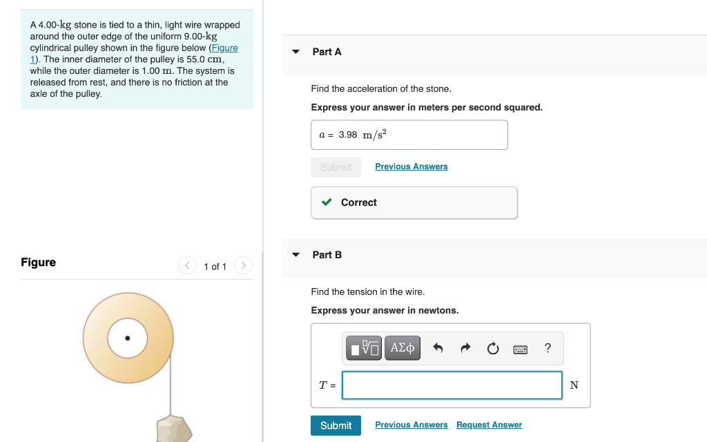 Solved Part A A 4.00-kg stone is tied to a thin, light wire | Chegg.com