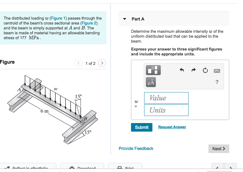 Solved The distributed loading w (Figure 1) passes through | Chegg.com