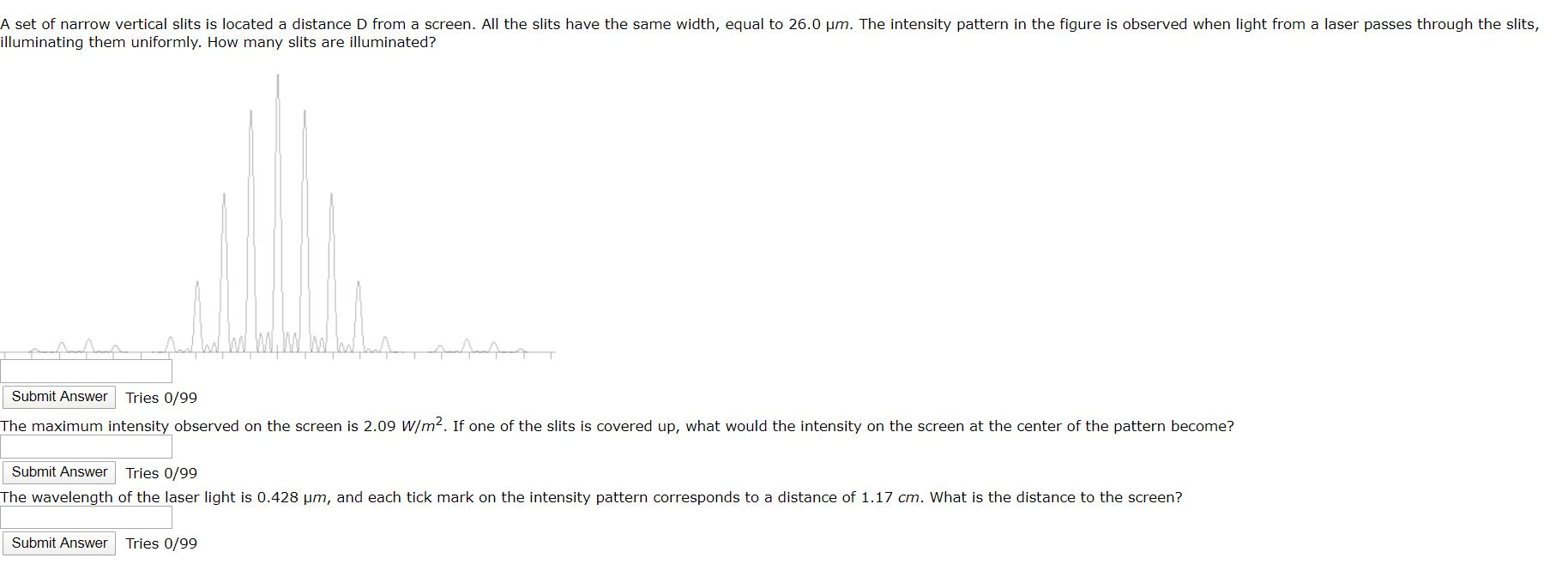Solved A set of narrow vertical slits is located a distance | Chegg.com