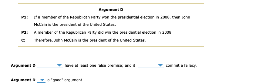 Consider the following arguments, given along with | Chegg.com