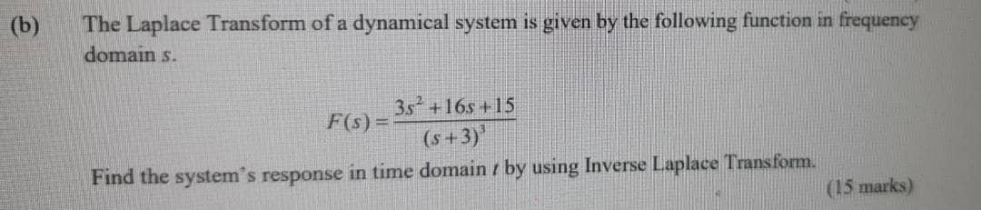 Solved The Laplace Transform of a dynamical system is given | Chegg.com
