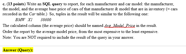 Solved 1. (SQL: 41 points) Consider the AutoSales database | Chegg.com