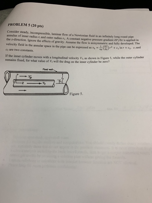 Solved PROBLEM 5 (20 pts) Consider steady, incompressible, | Chegg.com