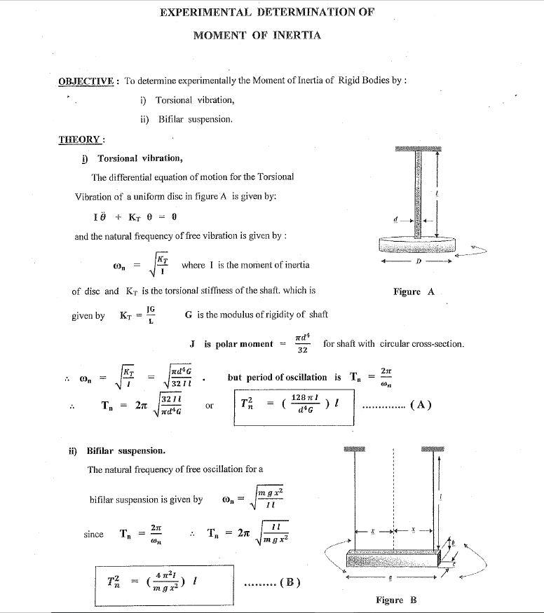 Solved EXPERIMENTAL DETERMINATION OF MOMENT OF INERTIA | Chegg.com