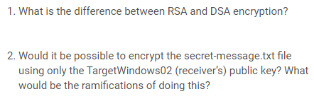 Solved 1. What is the difference between RSA and DSA | Chegg.com