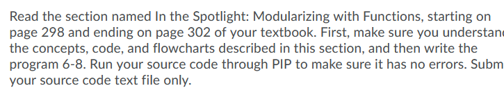 Solved Read the section named in the Spotlight: Modularizing | Chegg.com