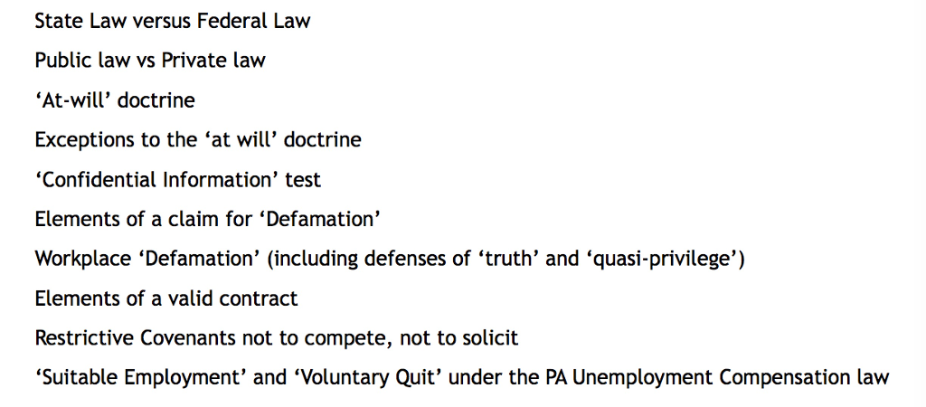 Solved Need help in making a study guide for my law exam. | Chegg.com