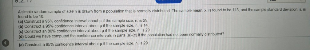 Solved A simple random sample of size n is drawn from a | Chegg.com