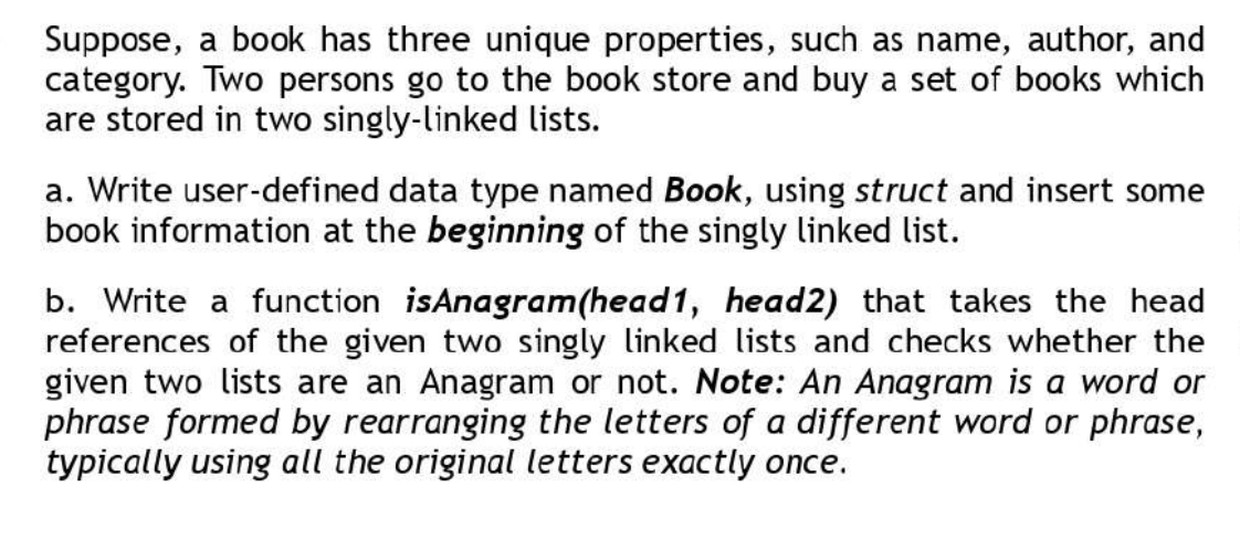 Solved Suppose, a book has three unique properties, such as | Chegg.com