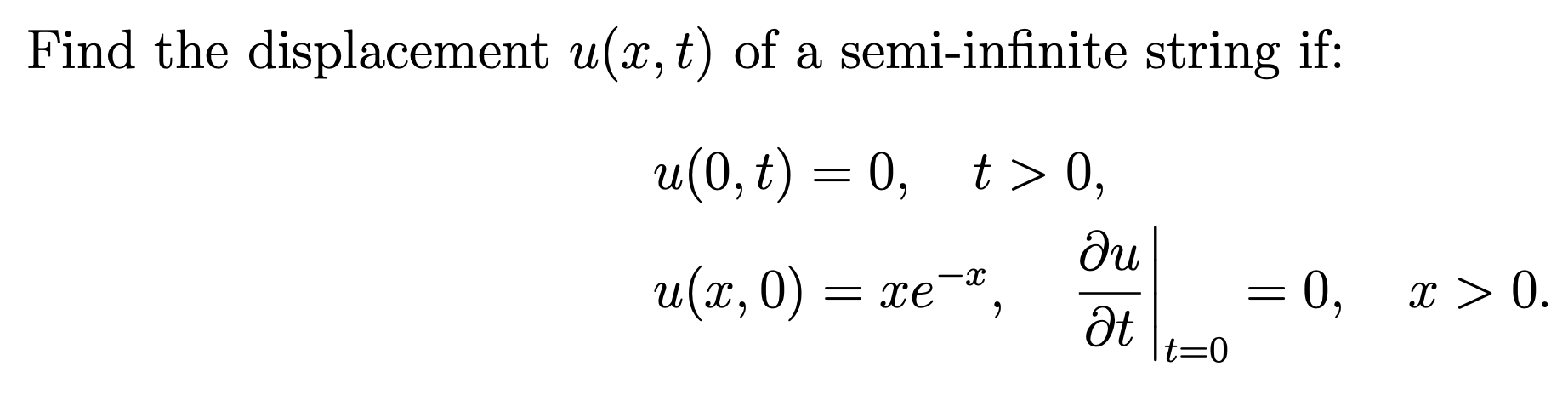Solved Find the displacement u(x,t) of ﻿a semi-infinite | Chegg.com