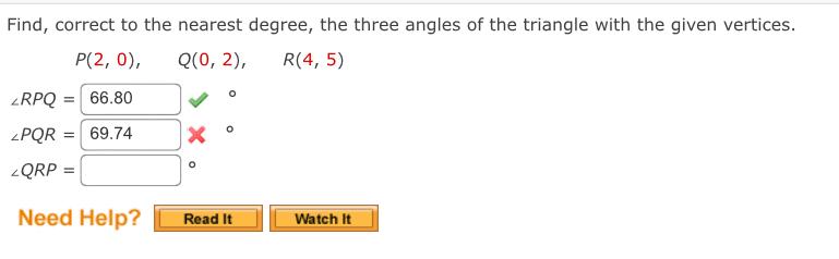 Solved Find, correct to the nearest degree, the three angles | Chegg.com