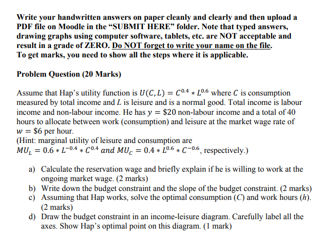 Solved Write your handwritten answers on paper cleanly and | Chegg.com