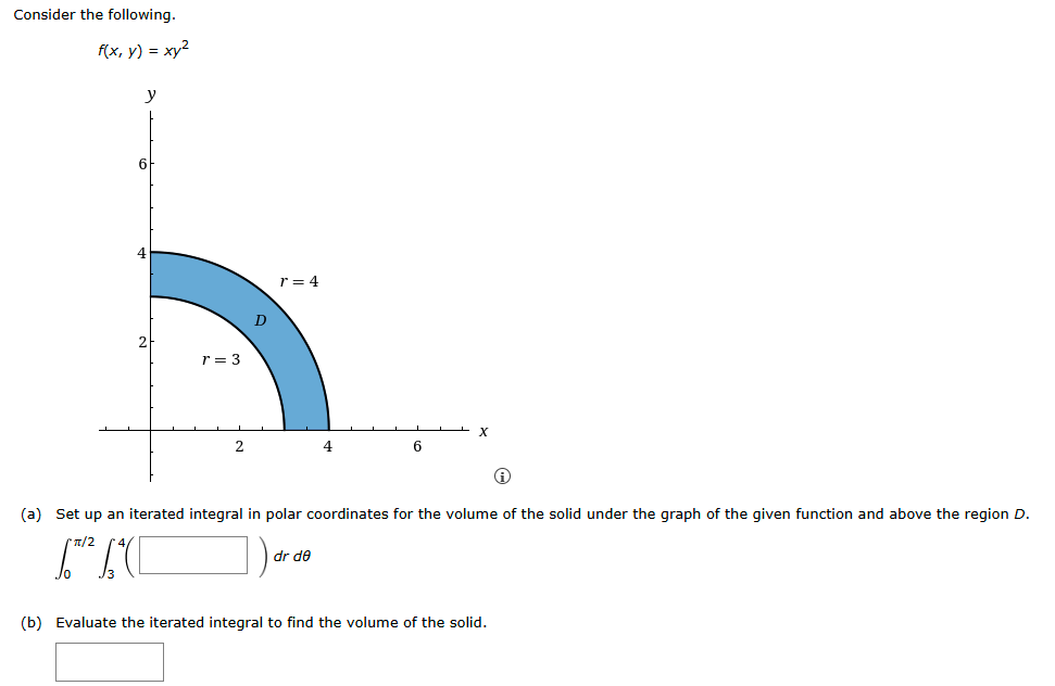 Solved (a) ﻿Set up an ﻿iterated integral in ﻿polar | Chegg.com