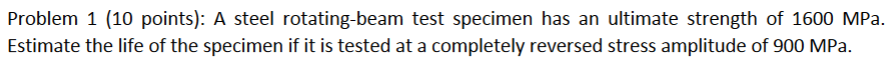 Solved A steel rotating-beam test specimen has an ultimate | Chegg.com