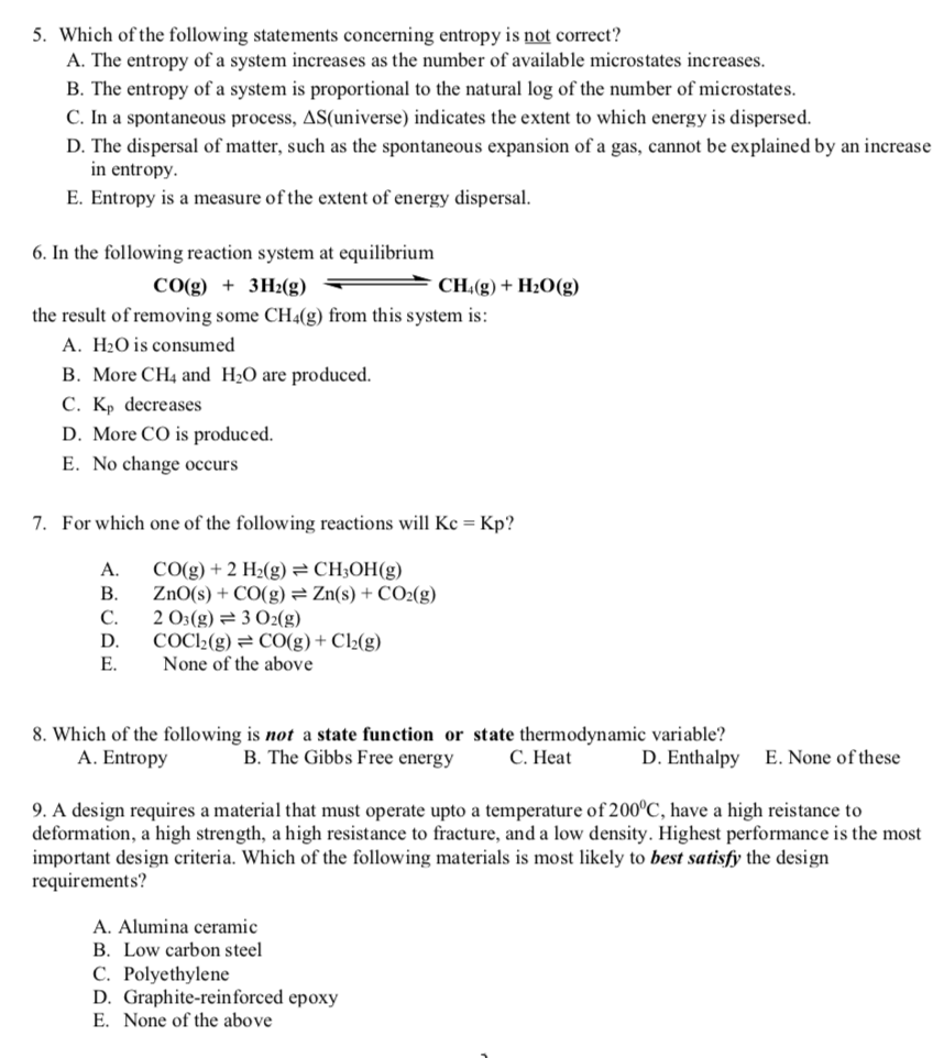 Solved 5. Which of the following statements concerning | Chegg.com