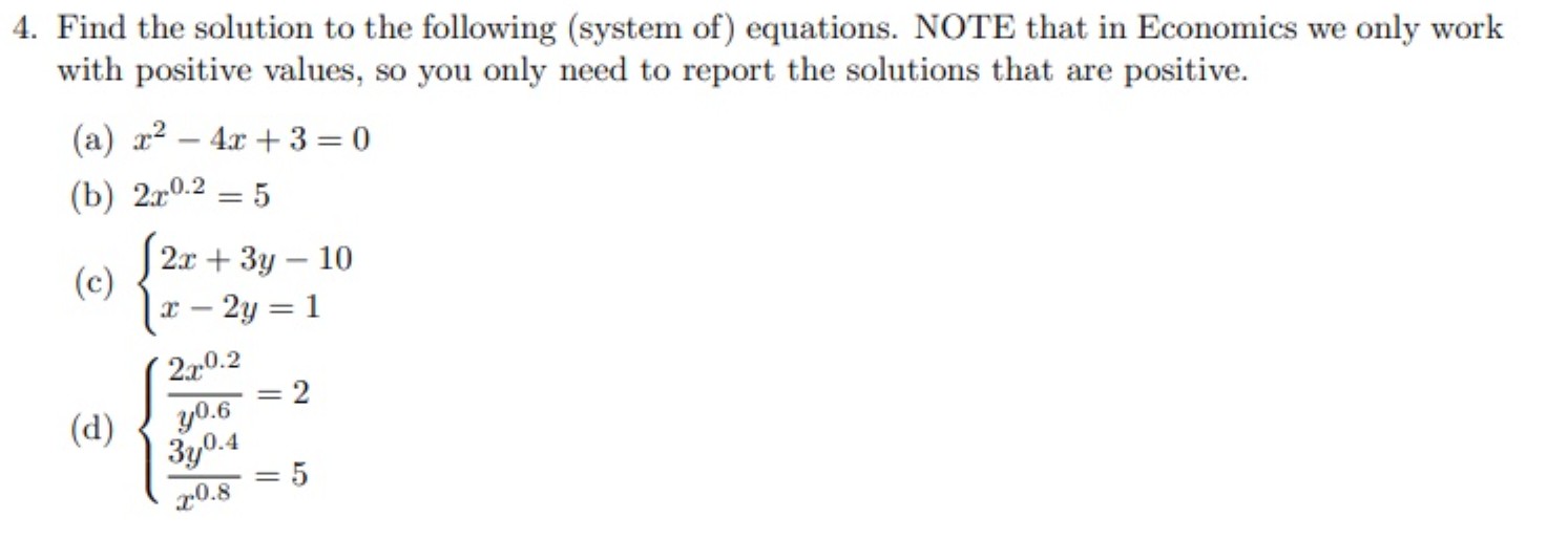 Solved Find the solution to the following (system of) | Chegg.com