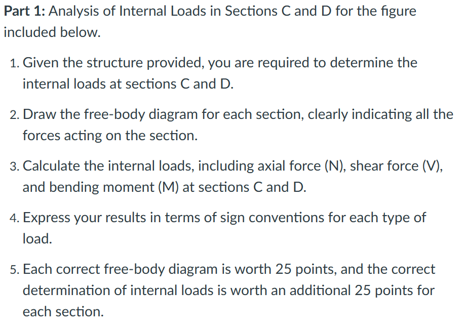 Solved Part 1: Analysis of Internal Loads in Sections C and | Chegg.com
