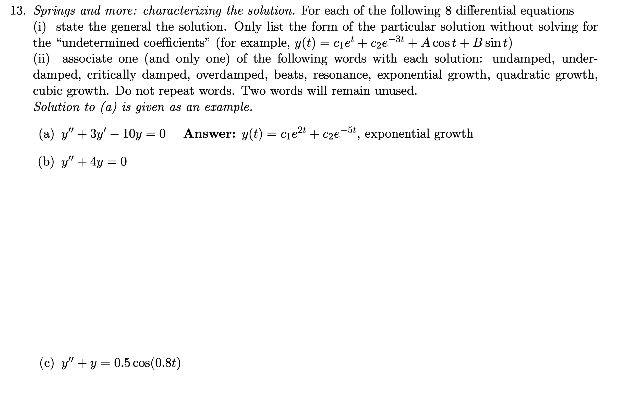 Solved 3. Springs and more: characterizing the solution. For | Chegg.com
