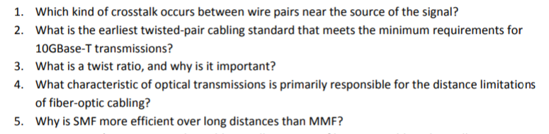1. Which kind of crosstalk occurs between wire pairs | Chegg.com