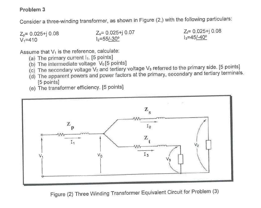 Solved Problem 3 Consider a three-winding transformer, as | Chegg.com