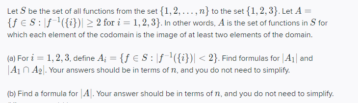 Solved Let S be the set of all functions from the set {1, 2, | Chegg.com