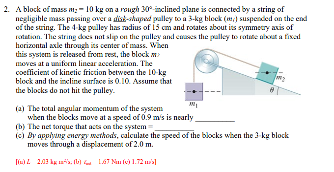 Solved 1m2 2. A block of mass m2 = 10 kg on a rough | Chegg.com