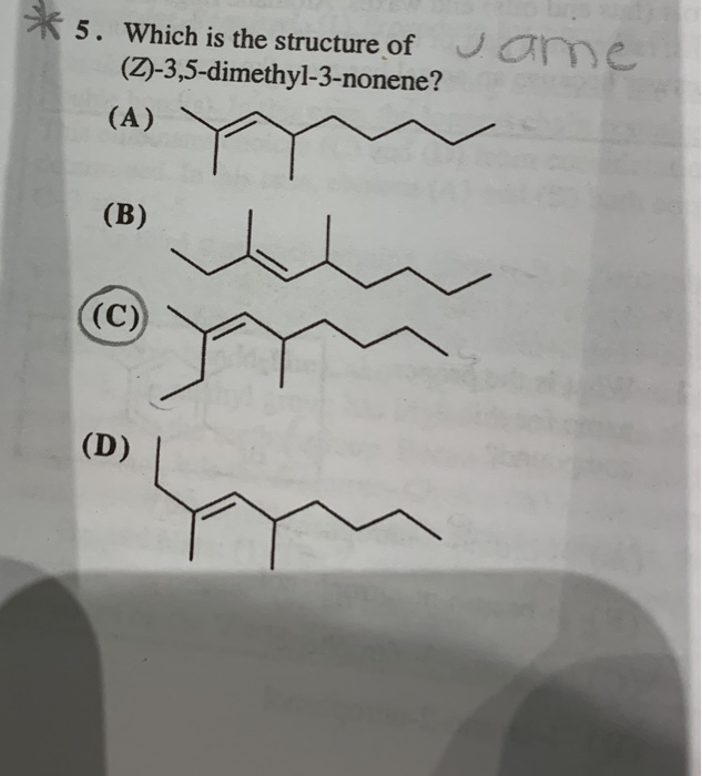 Solved 5. Which is the structure of ame | Chegg.com