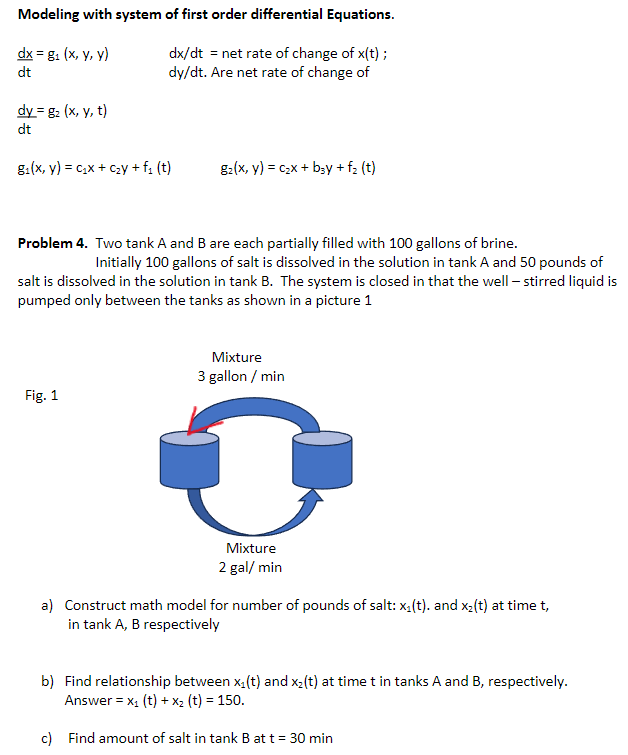 Solved Modeling with system of first order differential | Chegg.com