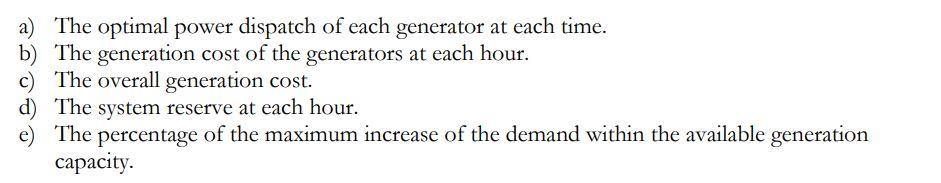 Solved a) The optimal power dispatch of each generator at | Chegg.com