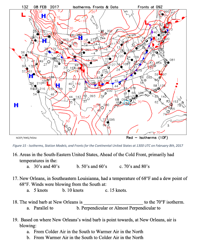 Solved -40- Figure 14 - Simplified map of Isotherms, Fronts | Chegg.com
