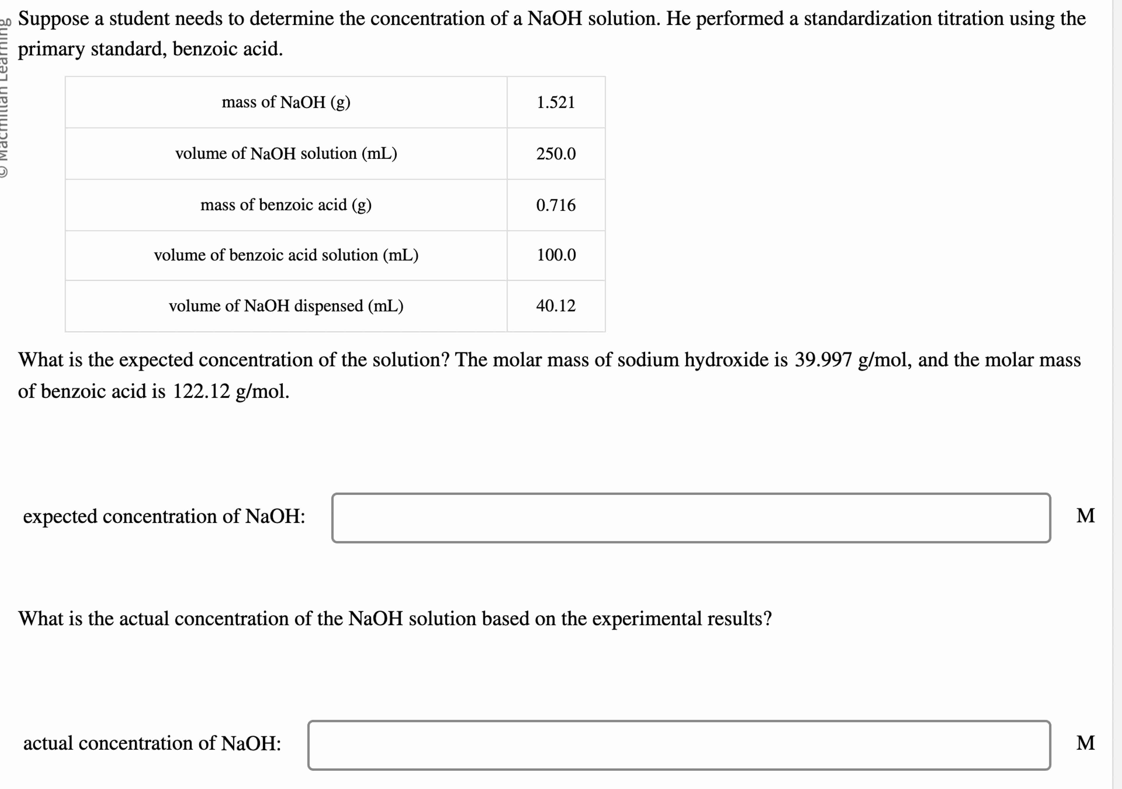Solved What is the expected concentration of the solution? | Chegg.com