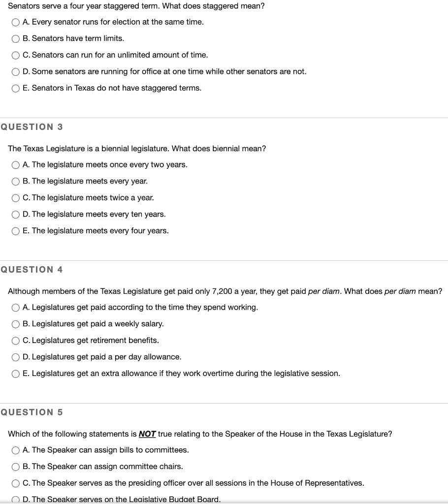Solved Senators serve a four year staggered term. What does | Chegg.com