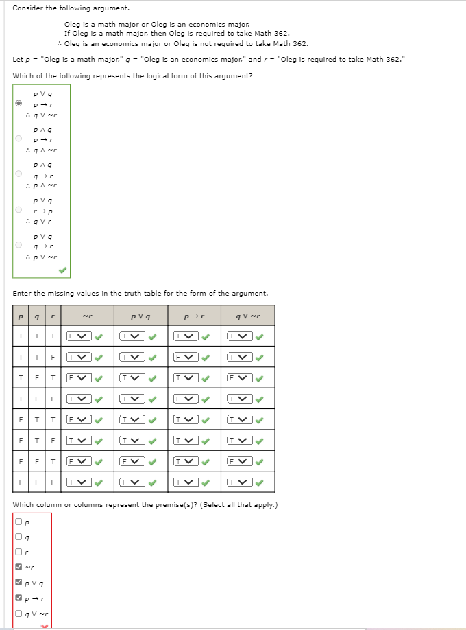 Solved Consider the following argument. Oleg is a math major | Chegg.com