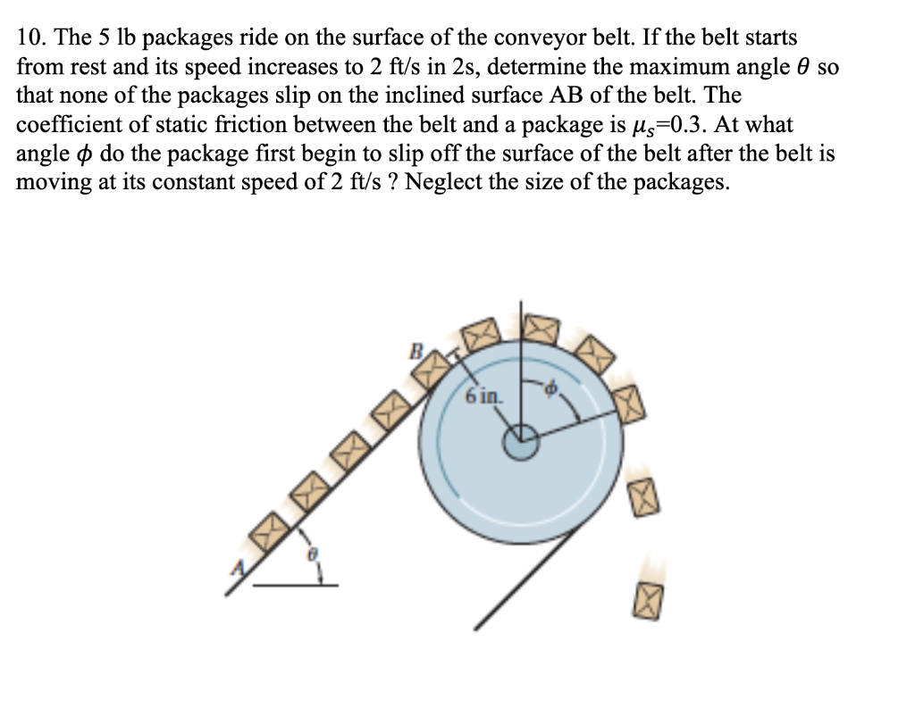 Solved 10. The 5 lb packages ride on the surface of the | Chegg.com