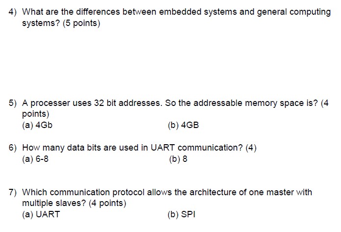Solved 4) What are the differences between embedded systems | Chegg.com