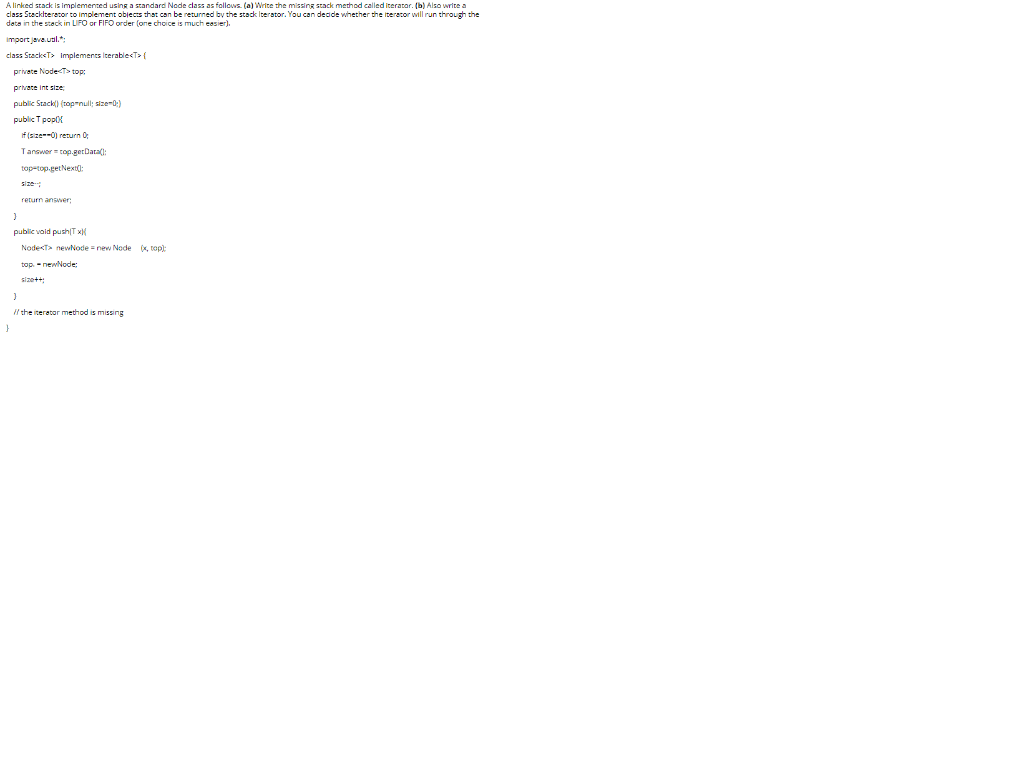A linked stack is implemented using a standard Node | Chegg.com